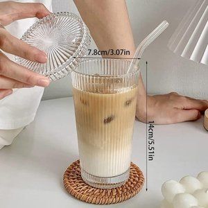 Wirhlly | Dining | Tumbler Stripe Ith Lid And Straw Drinking Glass Cup ...